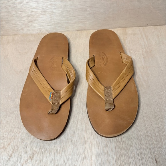 Rainbow | Shoes | Rainbow Brown Leather Flip Flops | Poshmark